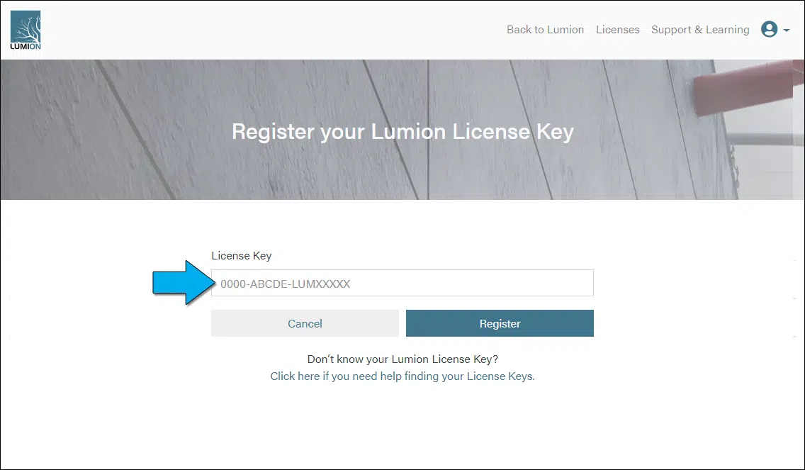 Registra y activa tu licencia para poder descargarla en tu equipo - Lumion
